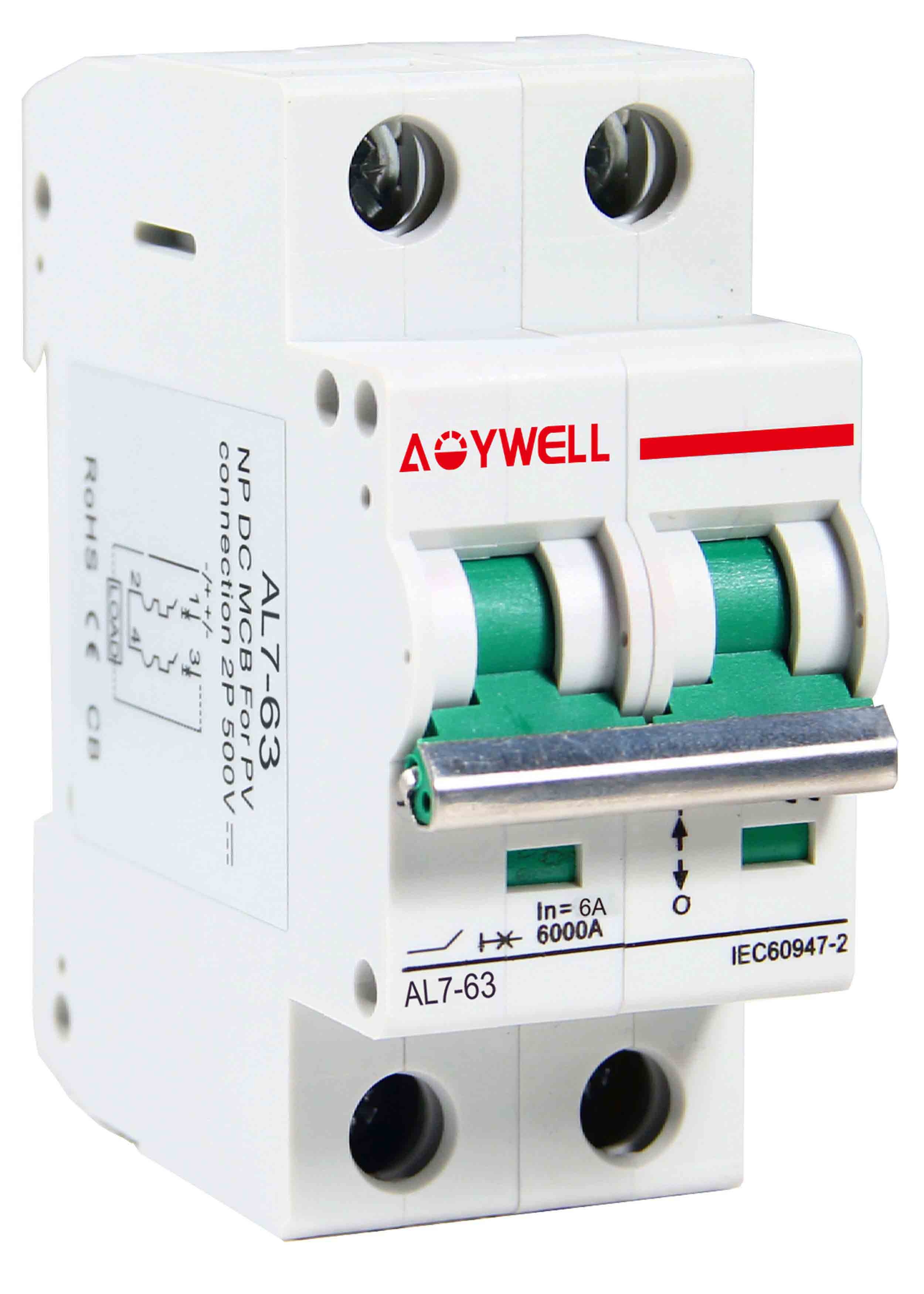 AL7-63 DC 500V 2P 6A DC MCB Circuit breaker